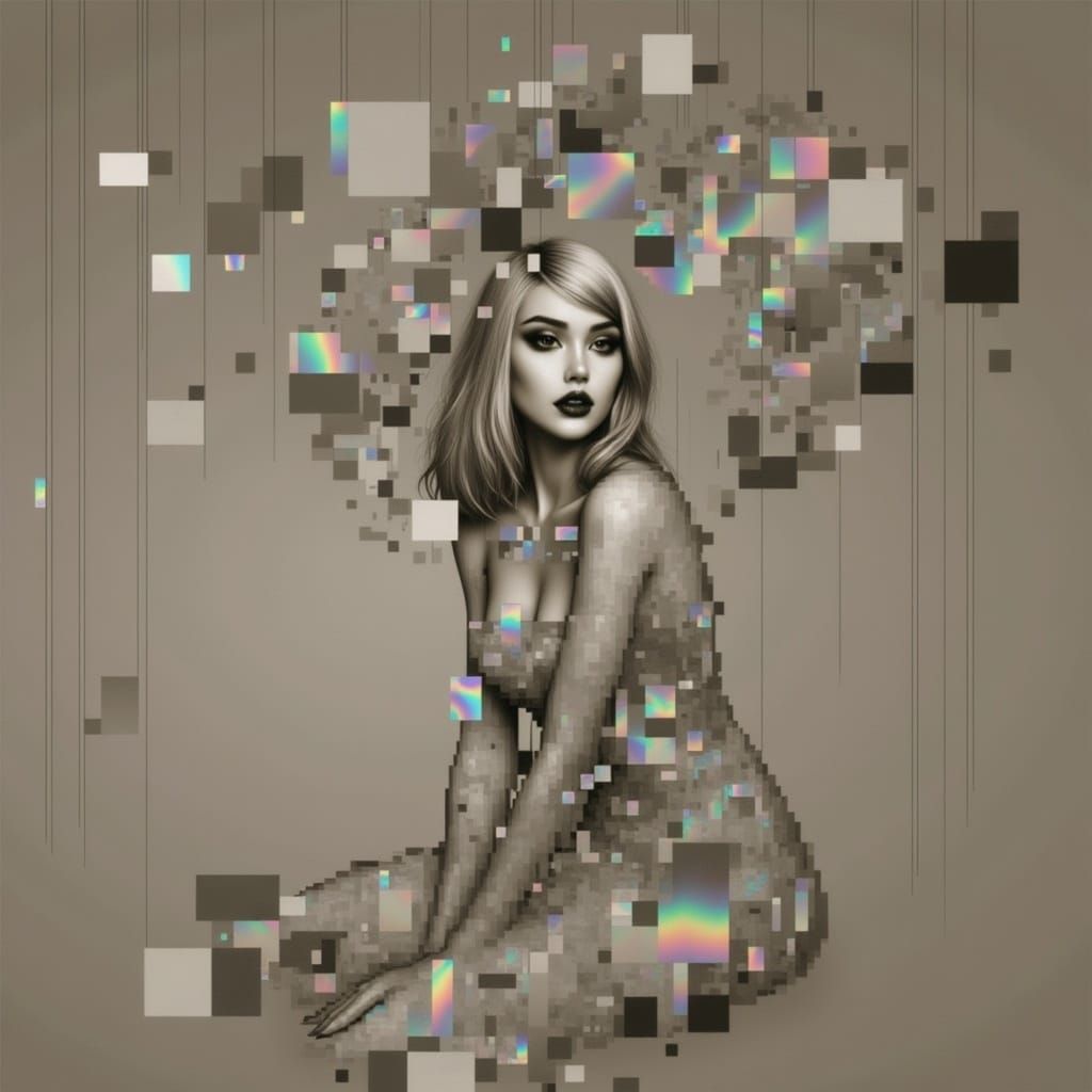 0 - Glitch Art Portrait in Shattered Pixels