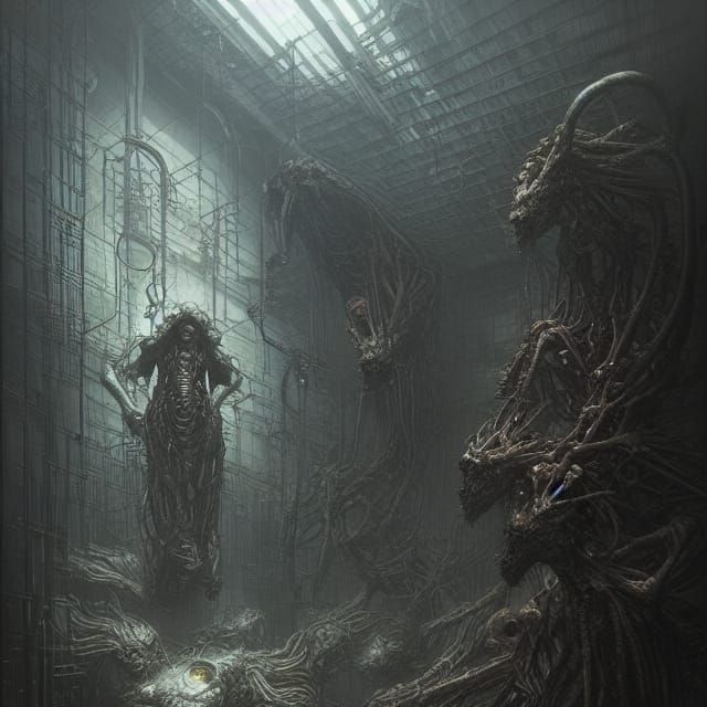 Dystopian undergeound laboratory mutations. The "Things" gone dead ...