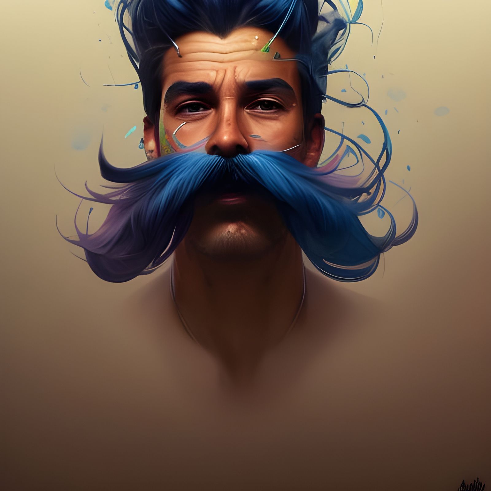 Man with colorful mustache - AI Generated Artwork - NightCafe Creator