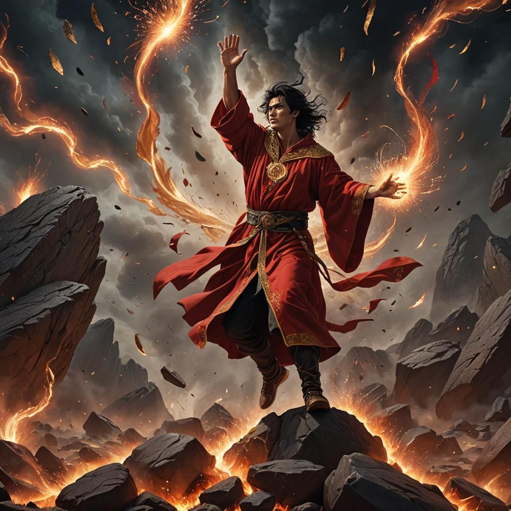 Red mage casting magic. - AI Generated Artwork - NightCafe Creator