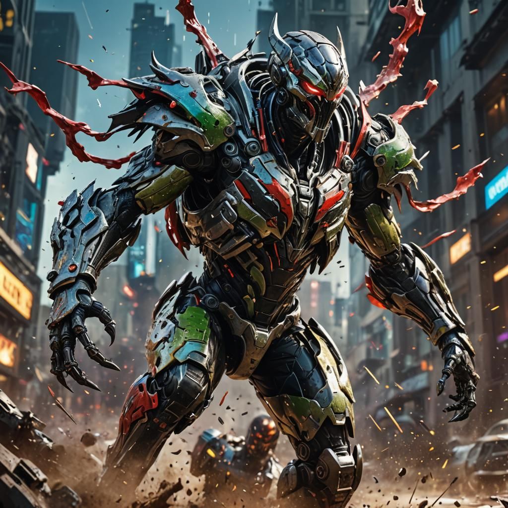 realistic futuristic fully armored Spawn in action movie - AI Generated Artwork - NightCafe Creator