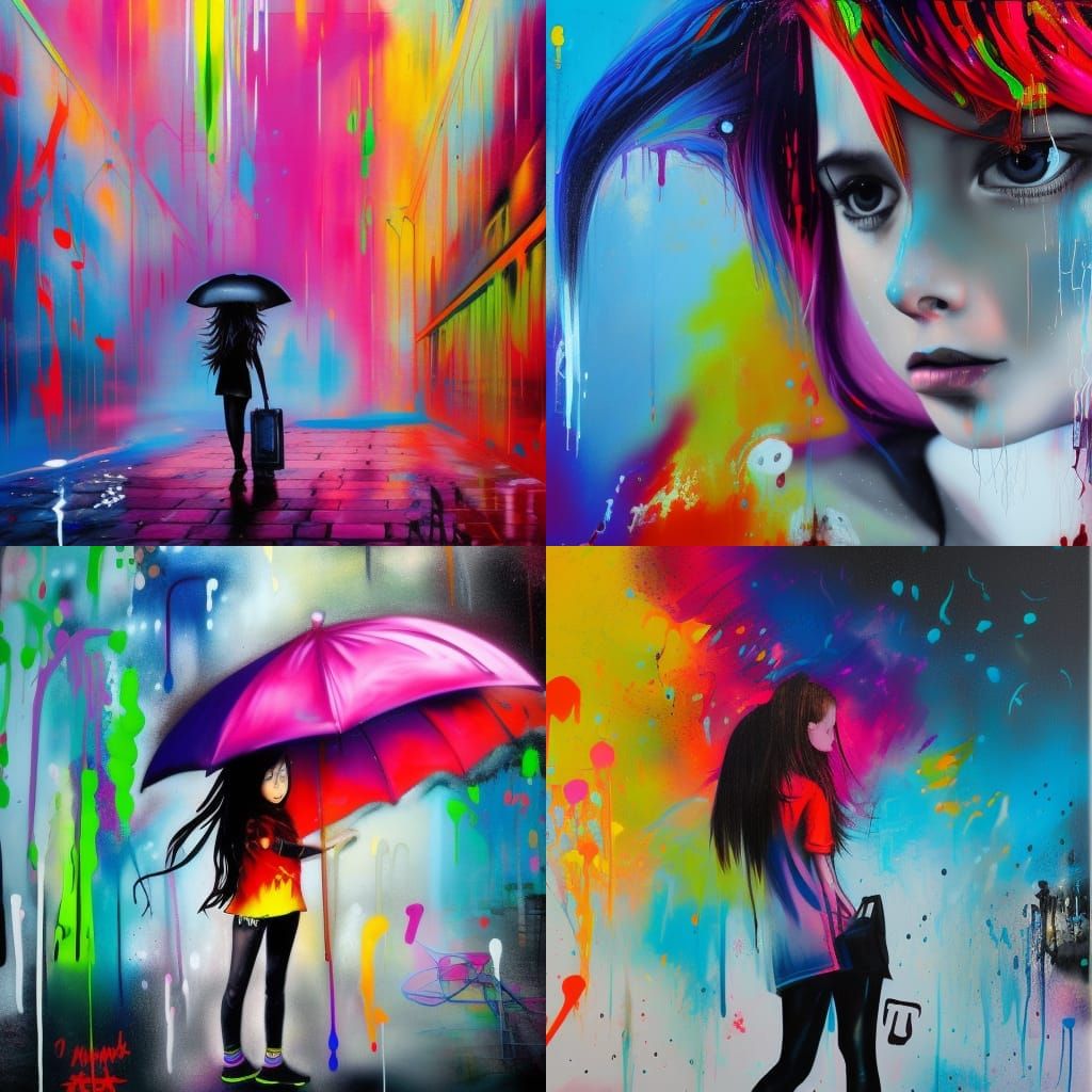 alone girl in rain - AI Generated Artwork - NightCafe Creator