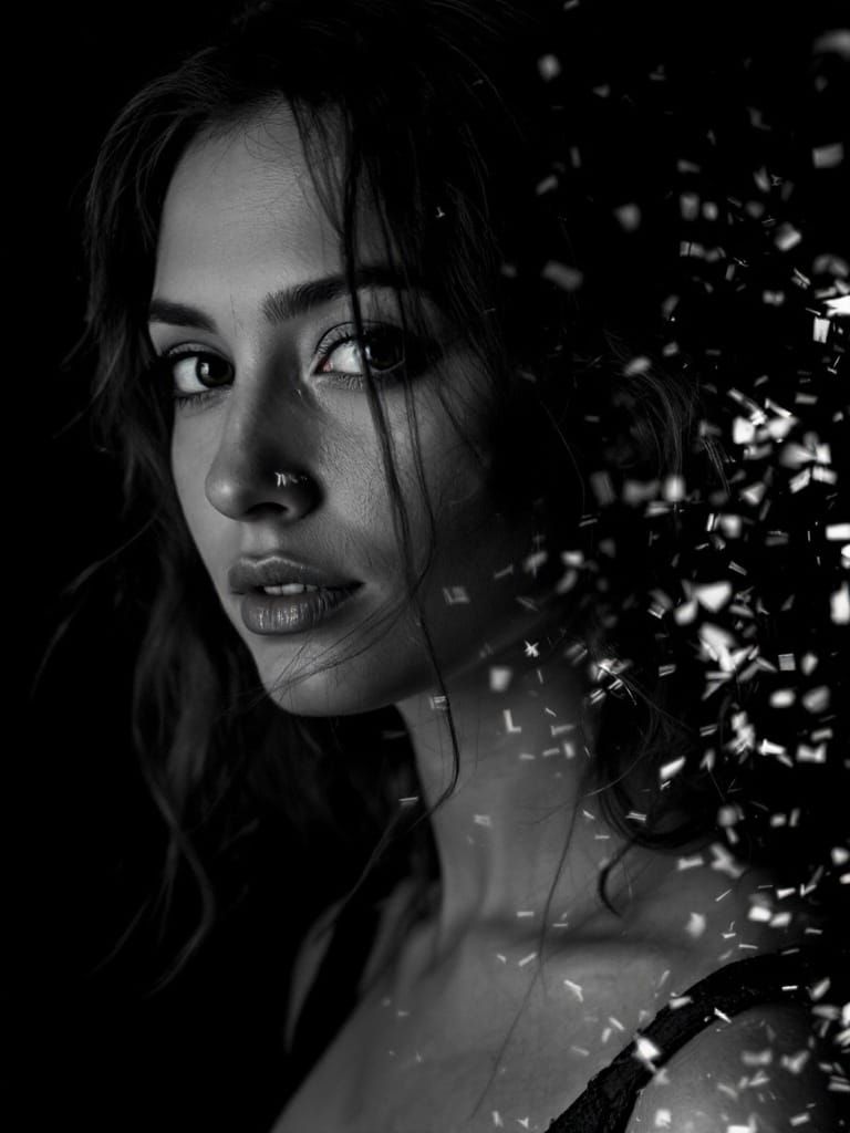 Portrait. - Darkened Portrait in Photo Negative Style