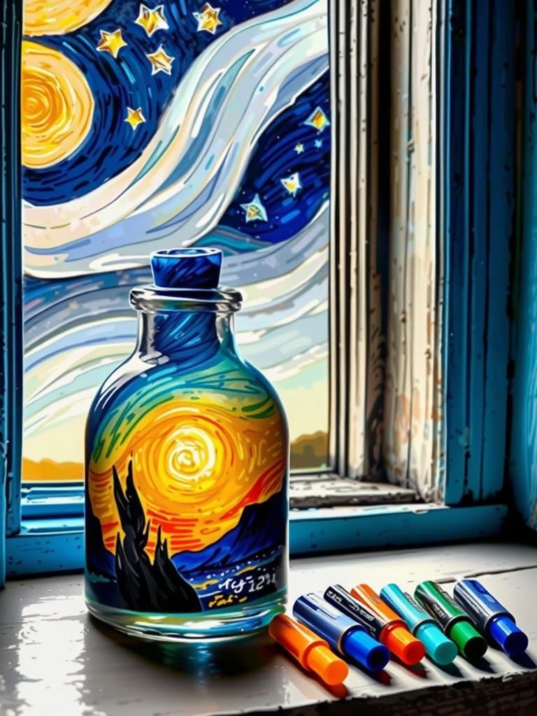 Photo realistic, hyper realistic. Starry Night painting by Van Gogh ...