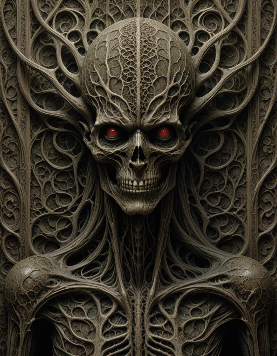 Surreal Insect Portrait in Marble and Ink Style - AI Art