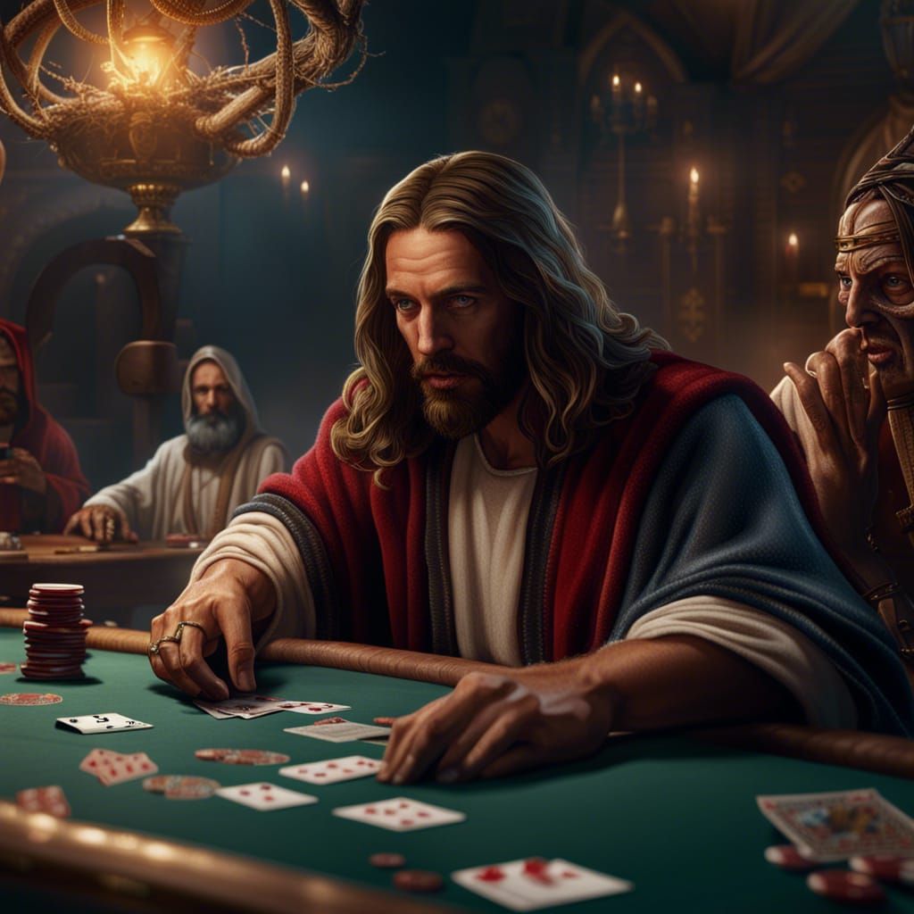 Jesus playing poker against god and the devil - AI Generated Artwork ...