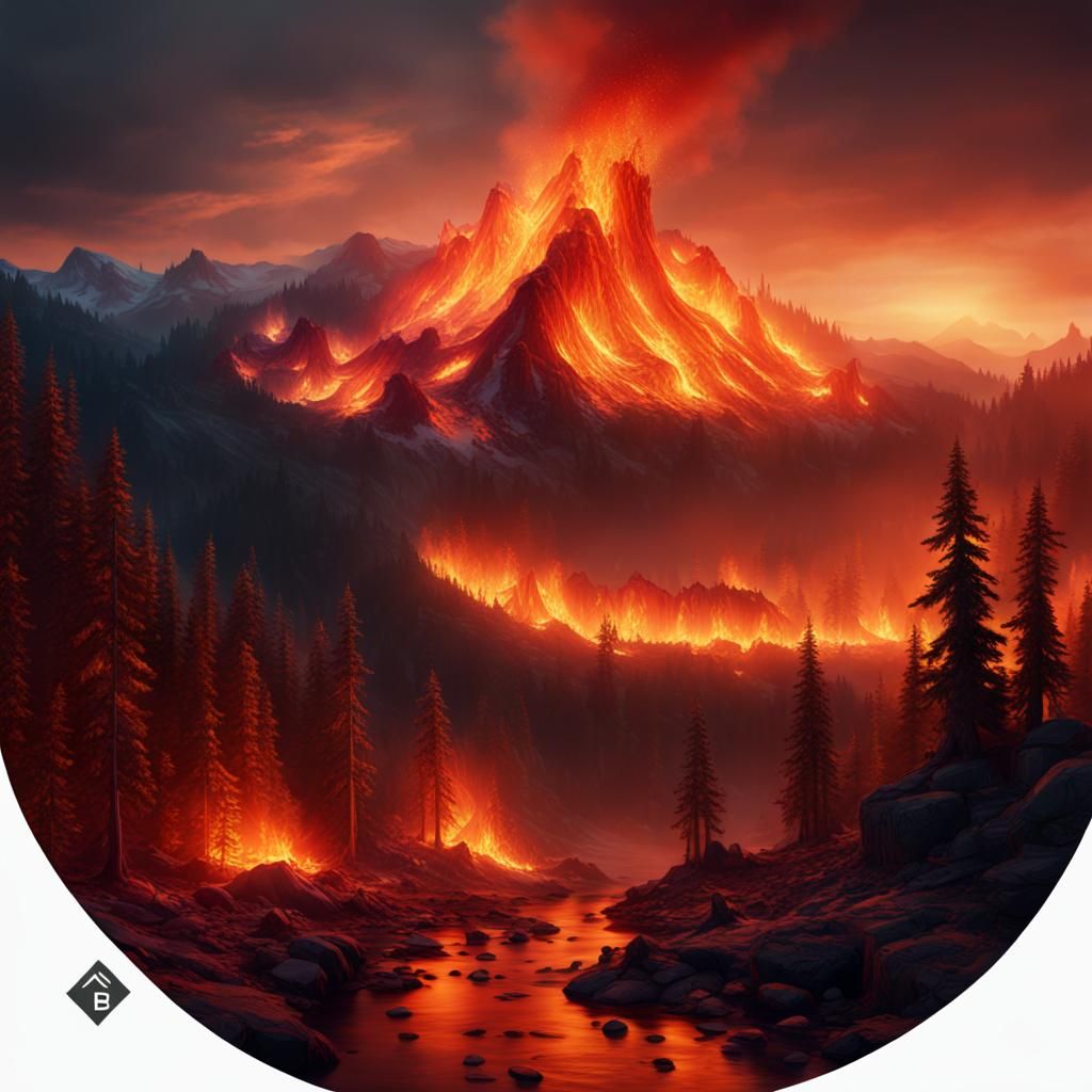 a graphic design of the 2023 fire season in bc of a mountain on fire ...