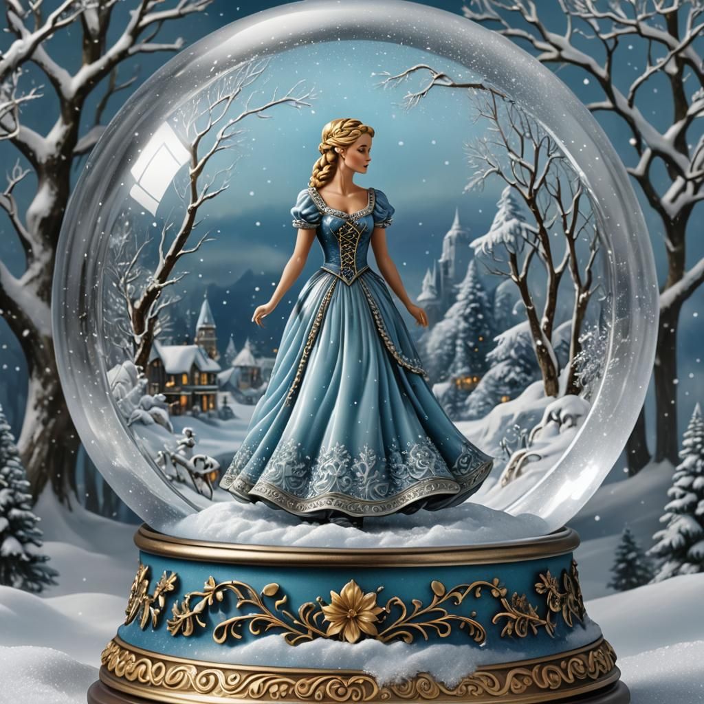 A beautiful girl snow globe - AI Generated Artwork - NightCafe Creator