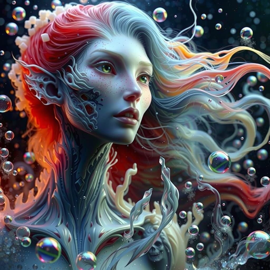 Ethereal Vampire Beauty in Dark, Moonlit Realism - AI Art