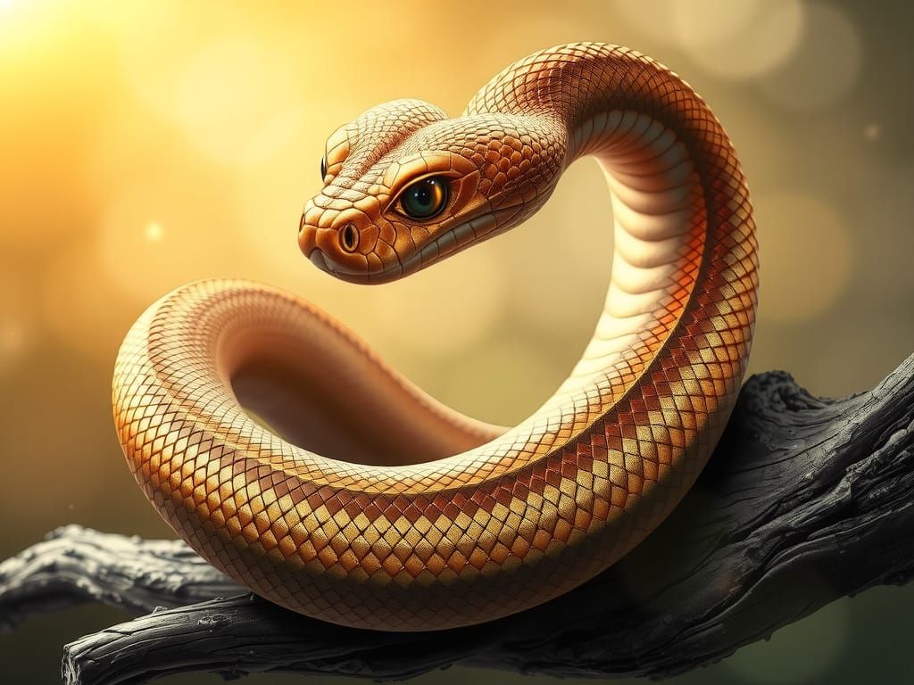 Close stunning perfect viper-snake in the shape of "8" with overlapping ...