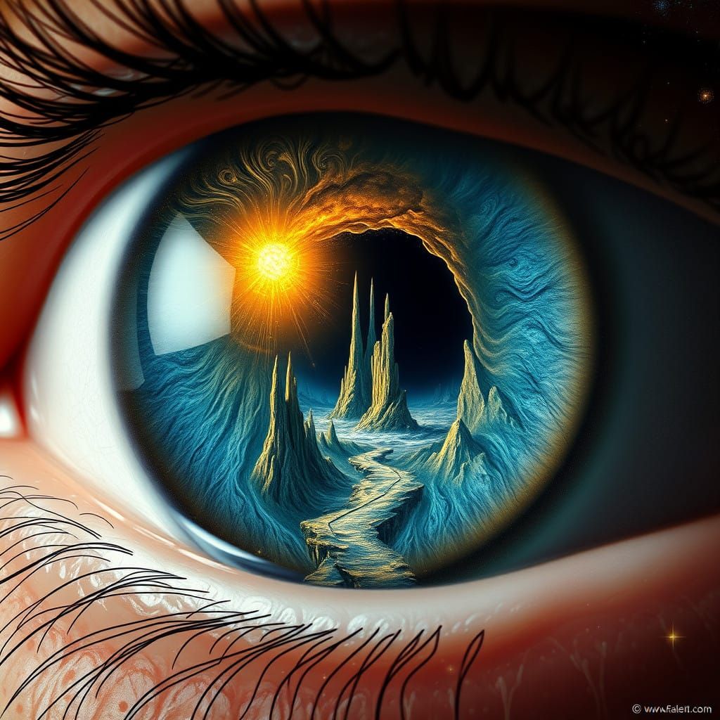 Human Eye Magnified - Cosmic Eye Portal in Hyperrealistic St...
