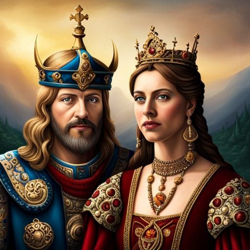 medieval king and queen portrait painting - AI Generated Artwork ...