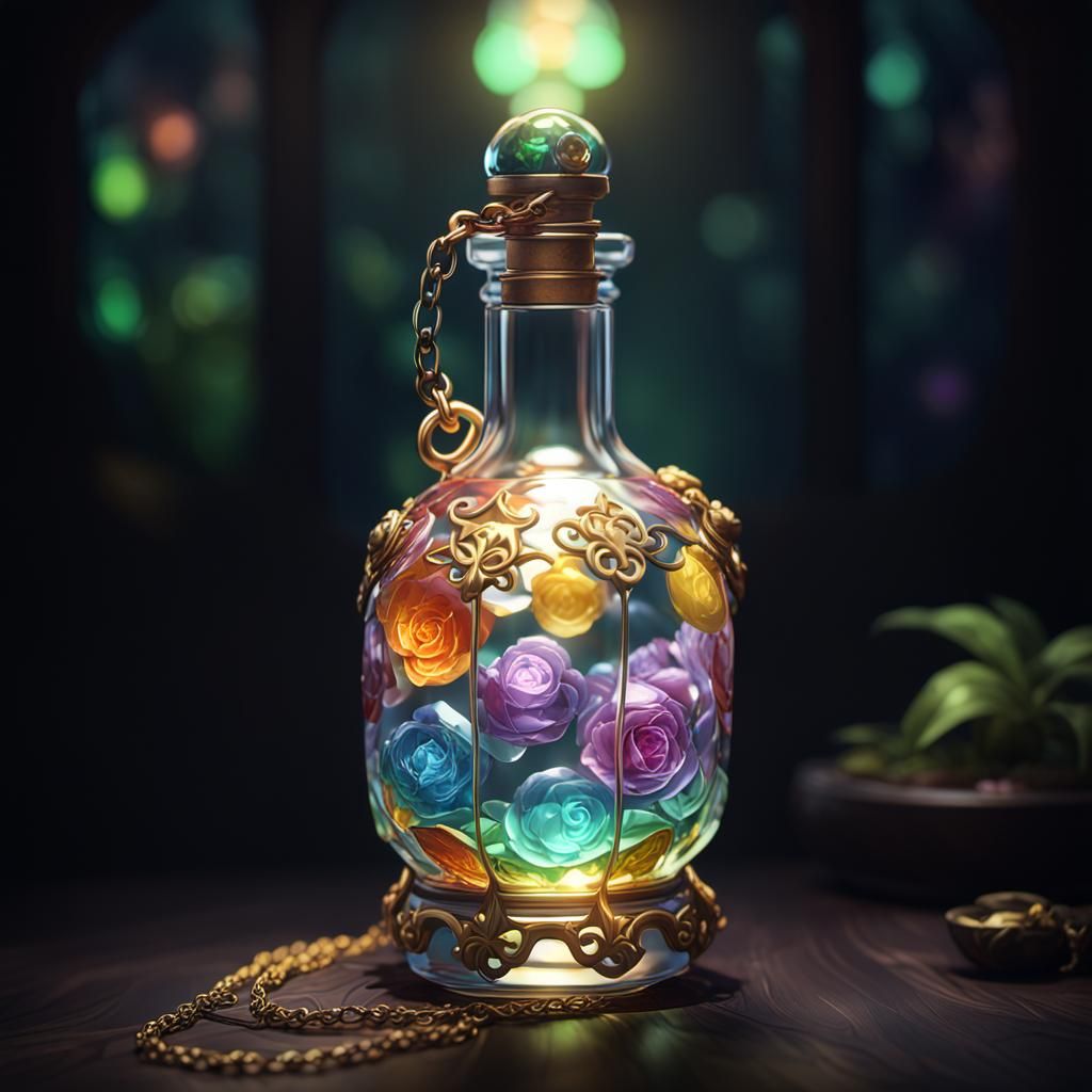 Vibrant Potion Necklace in Anime Art Style - AI Art
