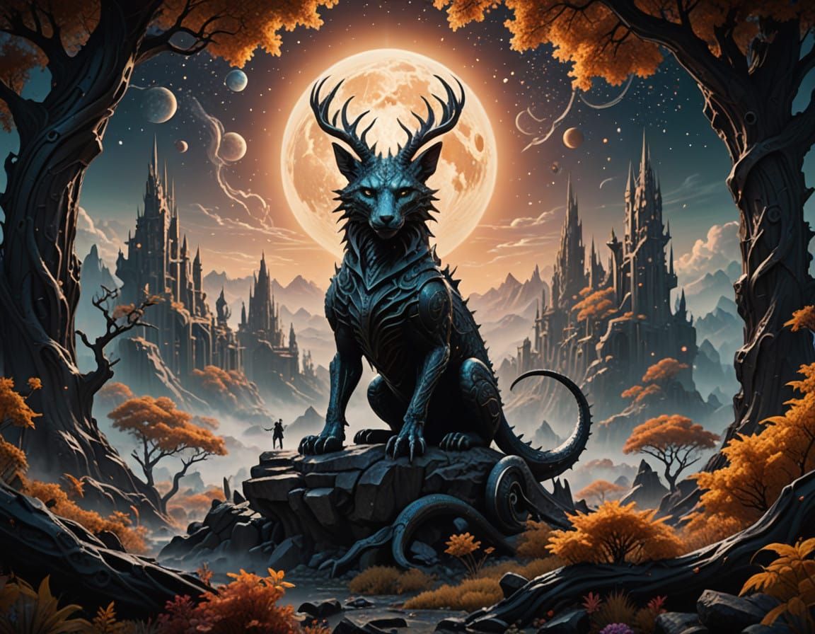 Surreal Dreamscape Realm Teeming with Mythical Cre... - AI Art