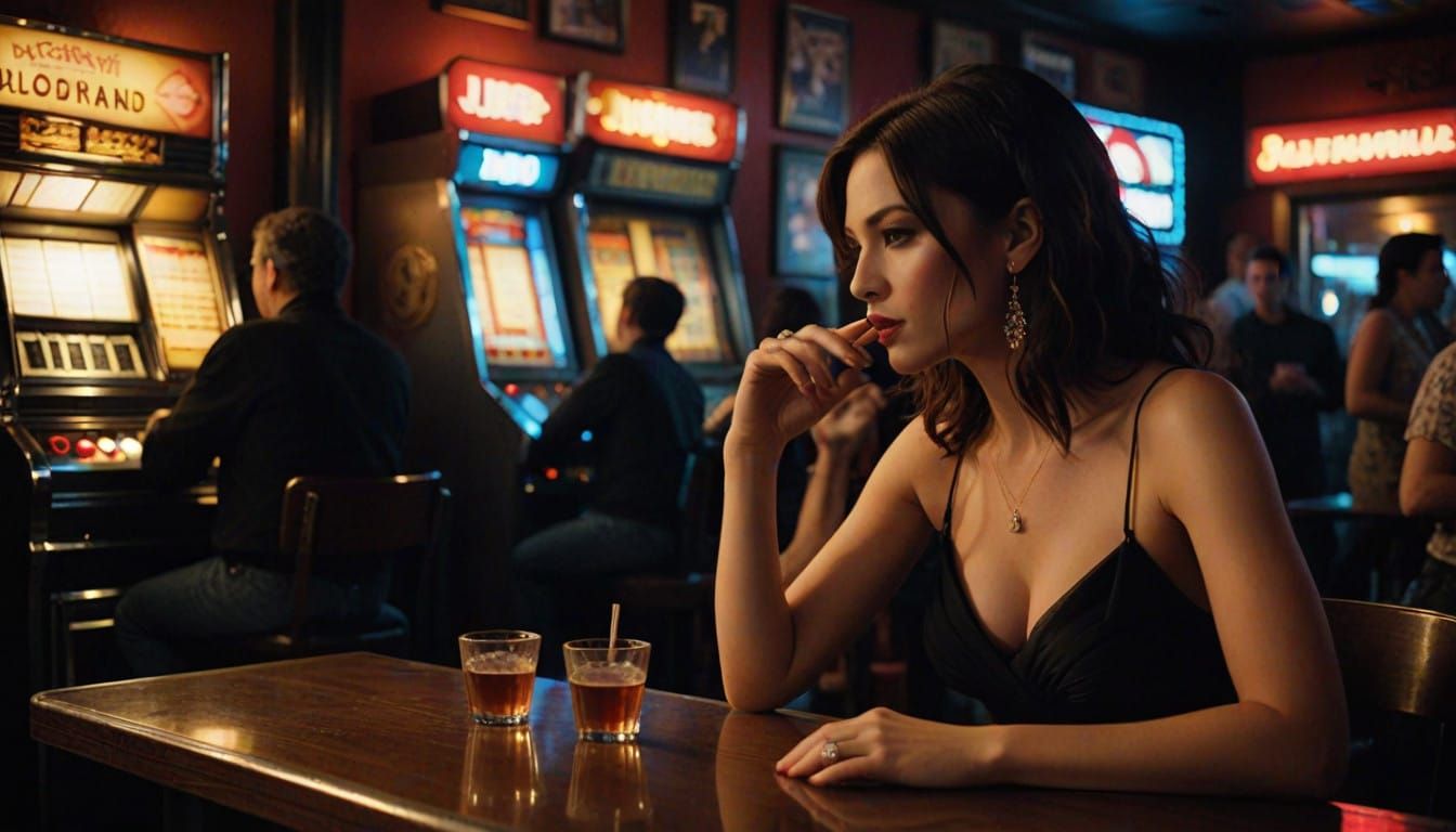 Woman Lost in Memories of Love and Desire in a Smo... - AI Art