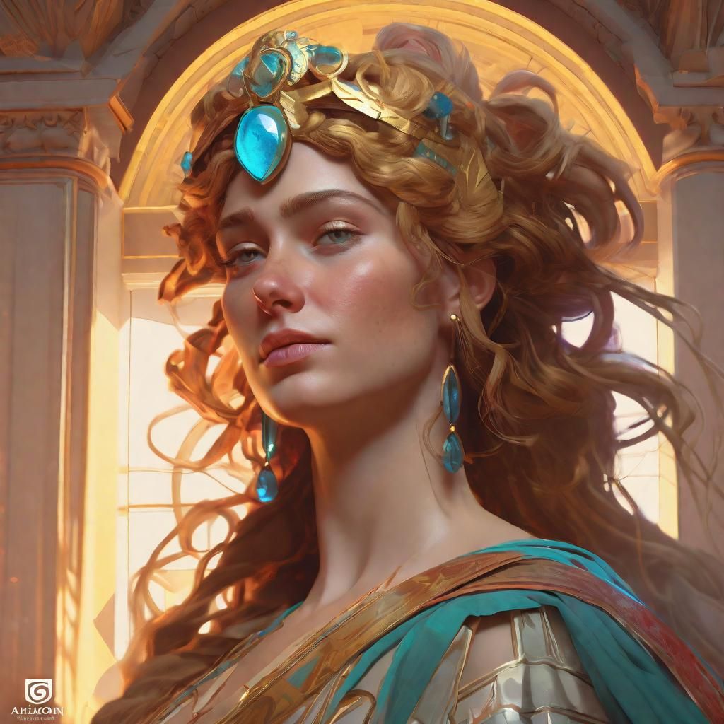 The Roman goddess Juno Moneta 8k resolution concept art portrait by Greg Rutkowski, Artgerm ...