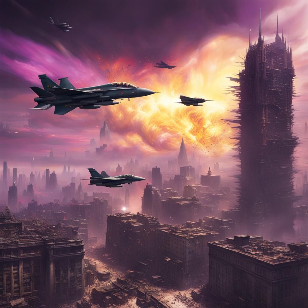 Fighter Jets Dropping Bombs - AI Generated Artwork - NightCafe Creator