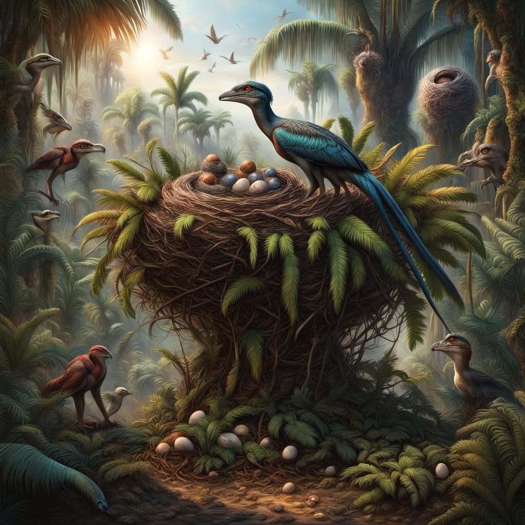 Dinosaur Nest 231210A - AI Generated Artwork - NightCafe Creator