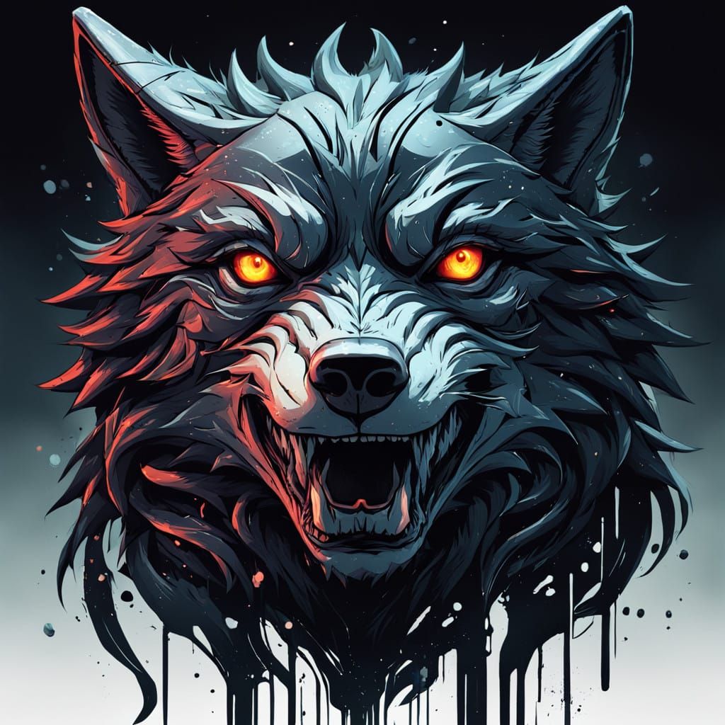 the WOLF - Fearsome Wolf in Vibrant Anime Style