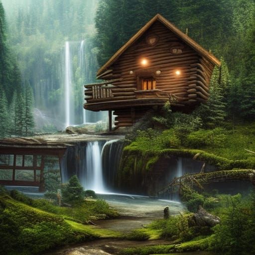cabin in the woods - AI Generated Artwork - NightCafe Creator
