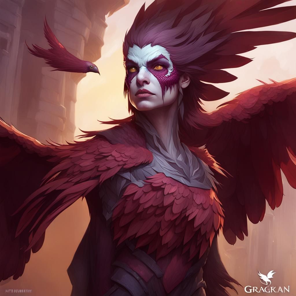 Red Harpy Lady - AI Generated Artwork - NightCafe Creator