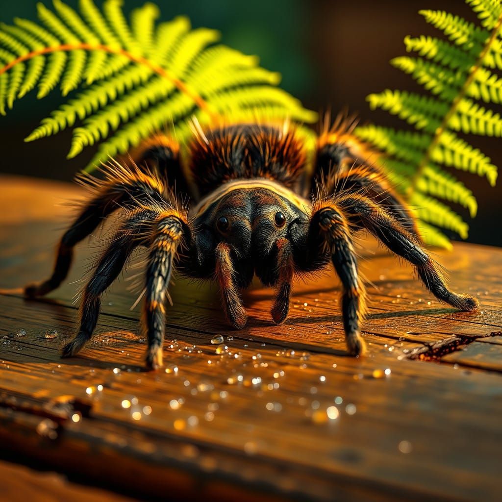 Surreal Macro Portrait of a Hairy Tarantula in Mor... - AI Art