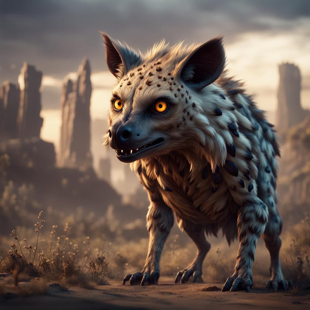 pack of hyena owl hybrid monster - AI Generated Artwork - NightCafe Creator