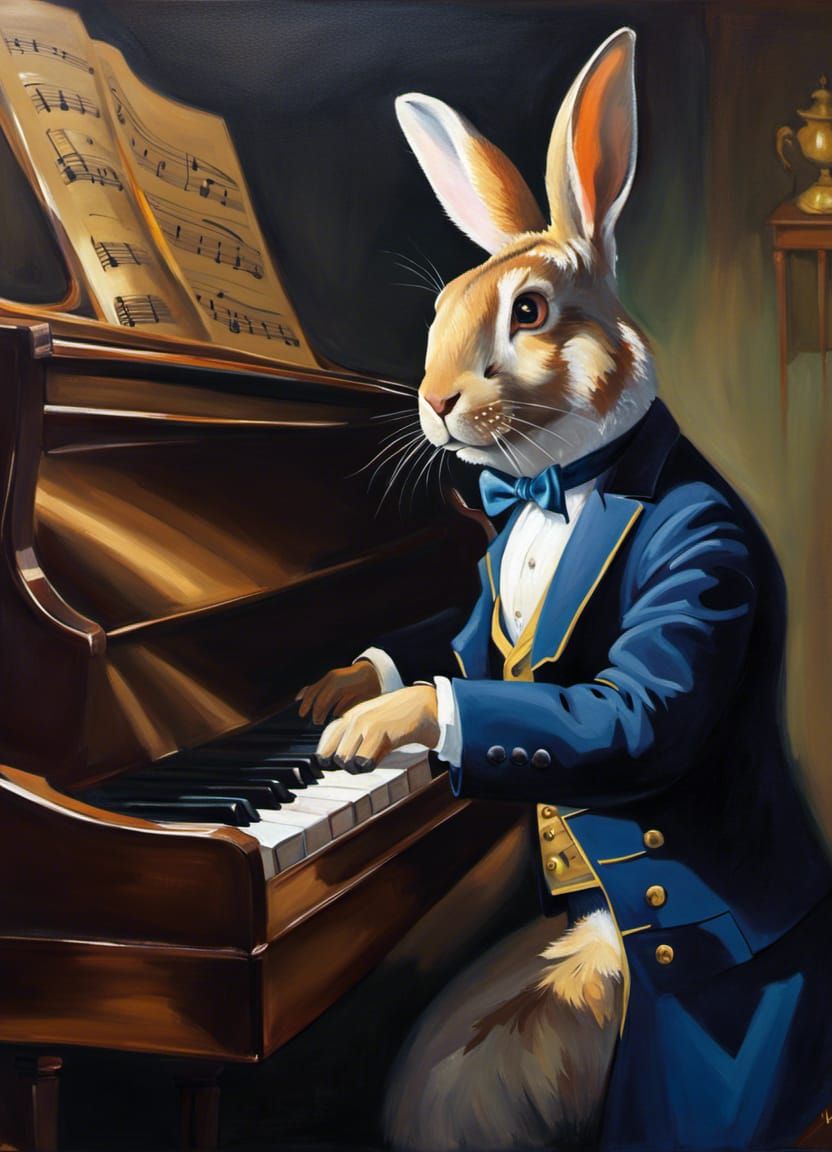 Pianist Rabbit - AI Generated Artwork - NightCafe Creator