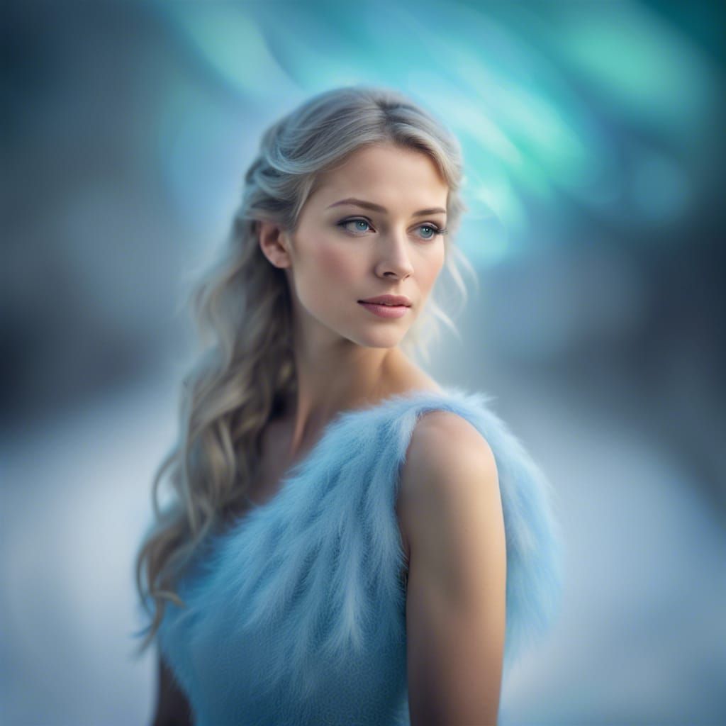 Engel m hellblauen Kleid, schimmernd, 8K resolution, depth of field, soft focus, diffuse light ...