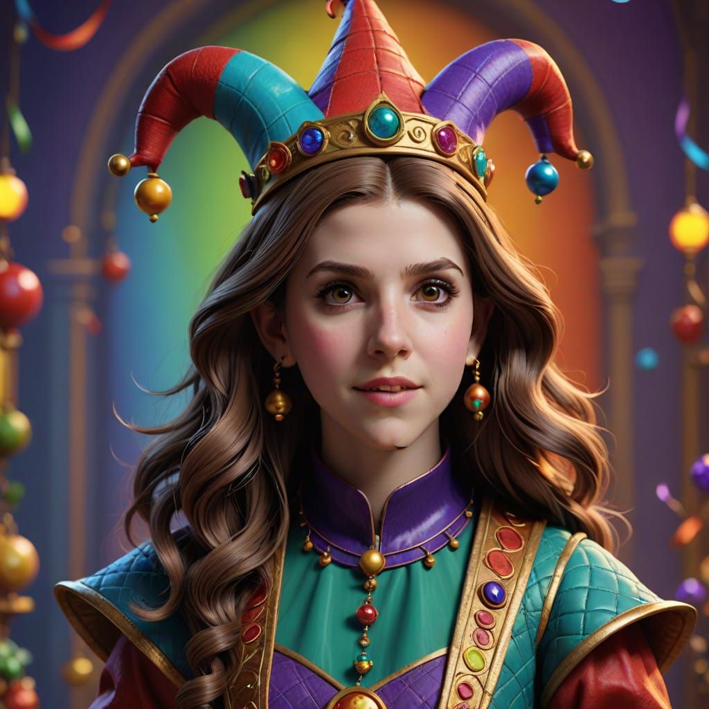 Anna Kendrick as Whimsical Renaissance Jester in V... - AI Art