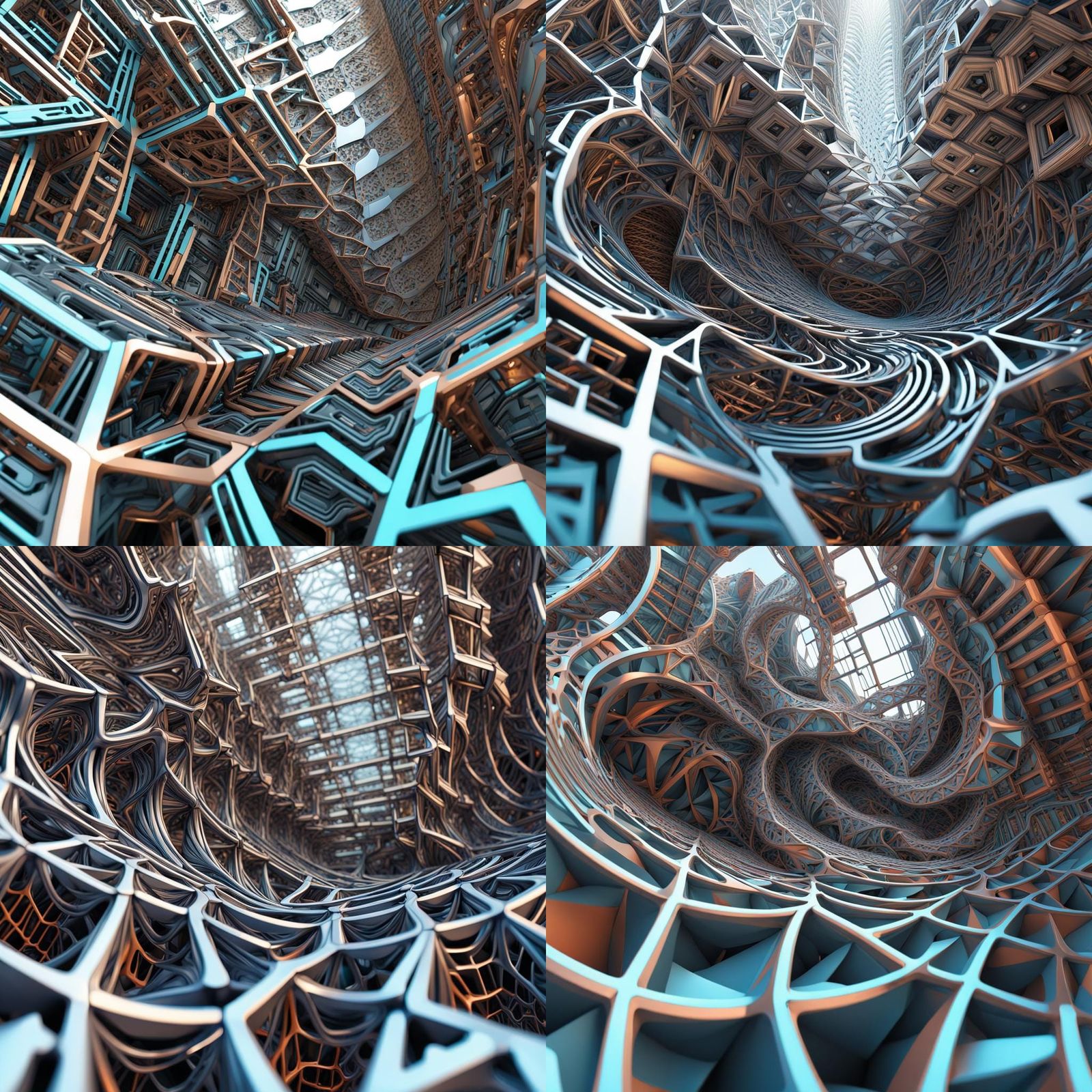 impossible structure with color inside infinitely re-occurring patterns ...