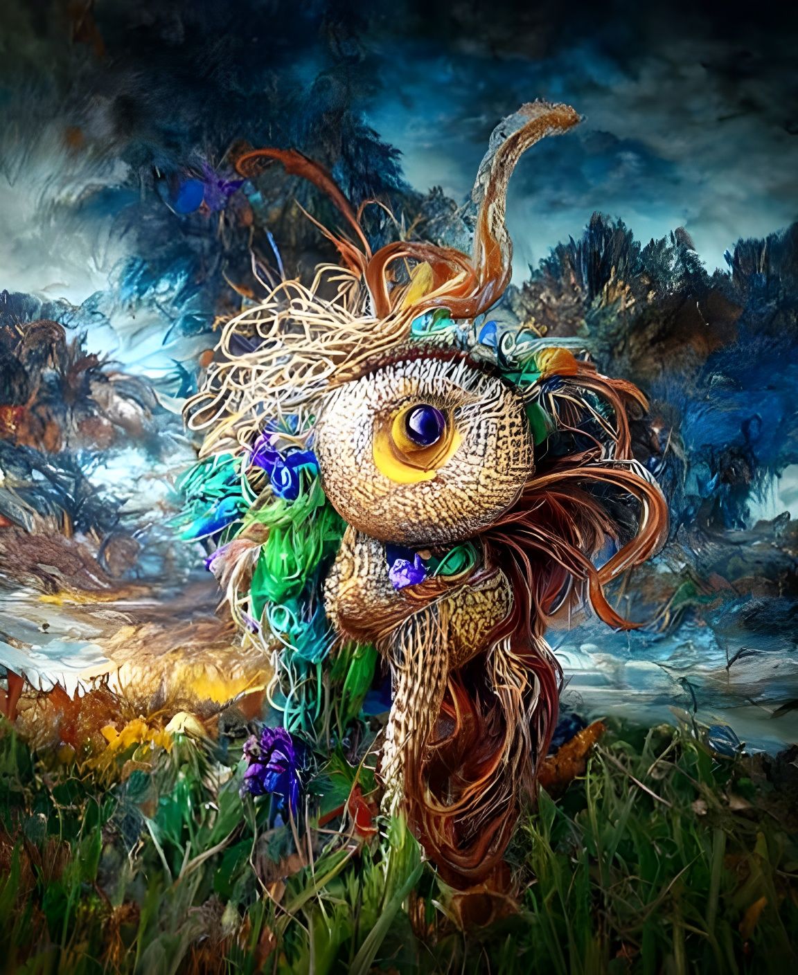 Flax Grass Woven Fiber Creature - AI Generated Artwork - NightCafe Creator