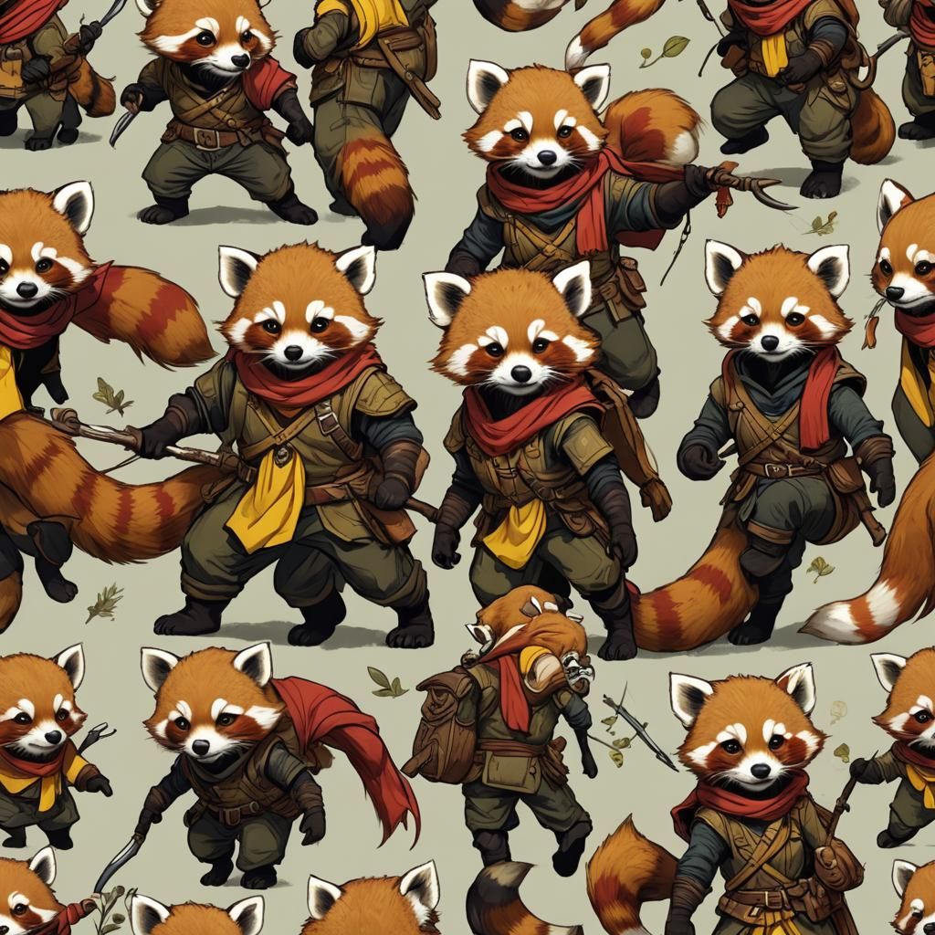 Draw a D&D style character that is a humanoid red panda female about ...