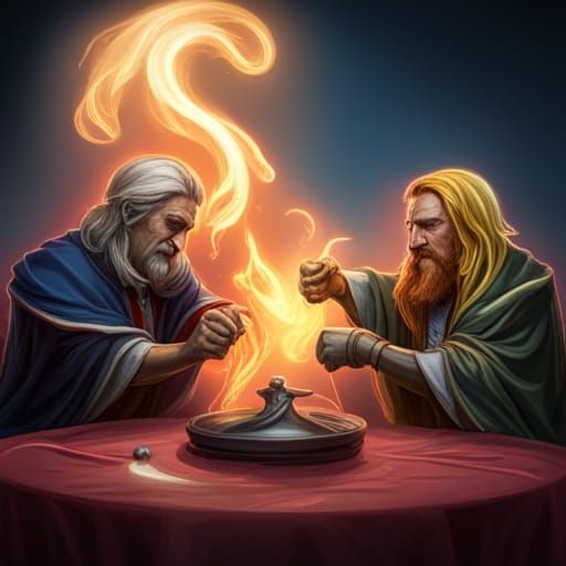 Wizard and warlock arm wrestling in jello - AI Generated Artwork ...