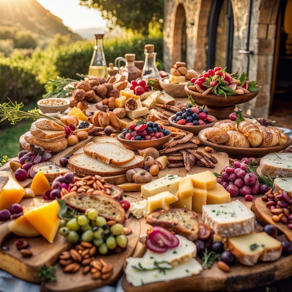 Rustic Feast Grazing Table - AI Generated Artwork - NightCafe Creator