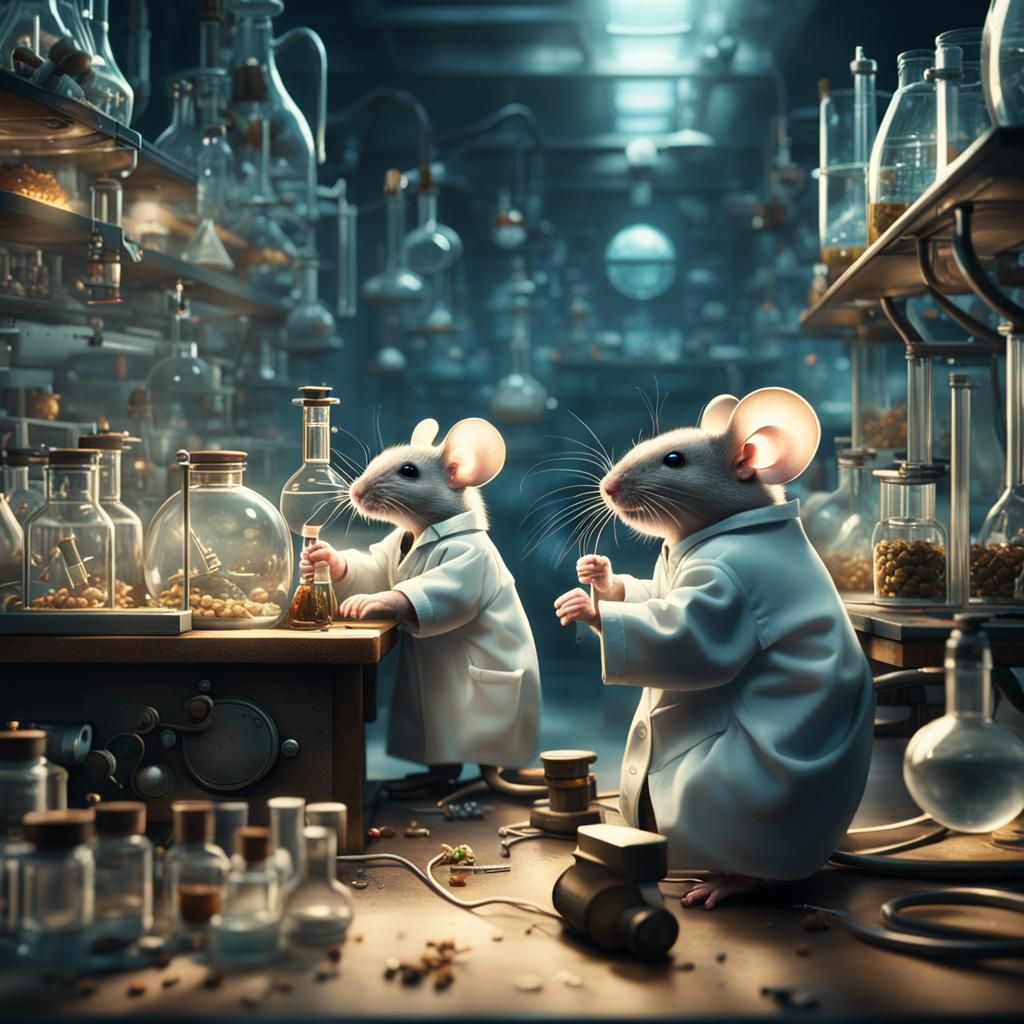Mice as scientists in a lab, adorable - AI Generated Artwork ...
