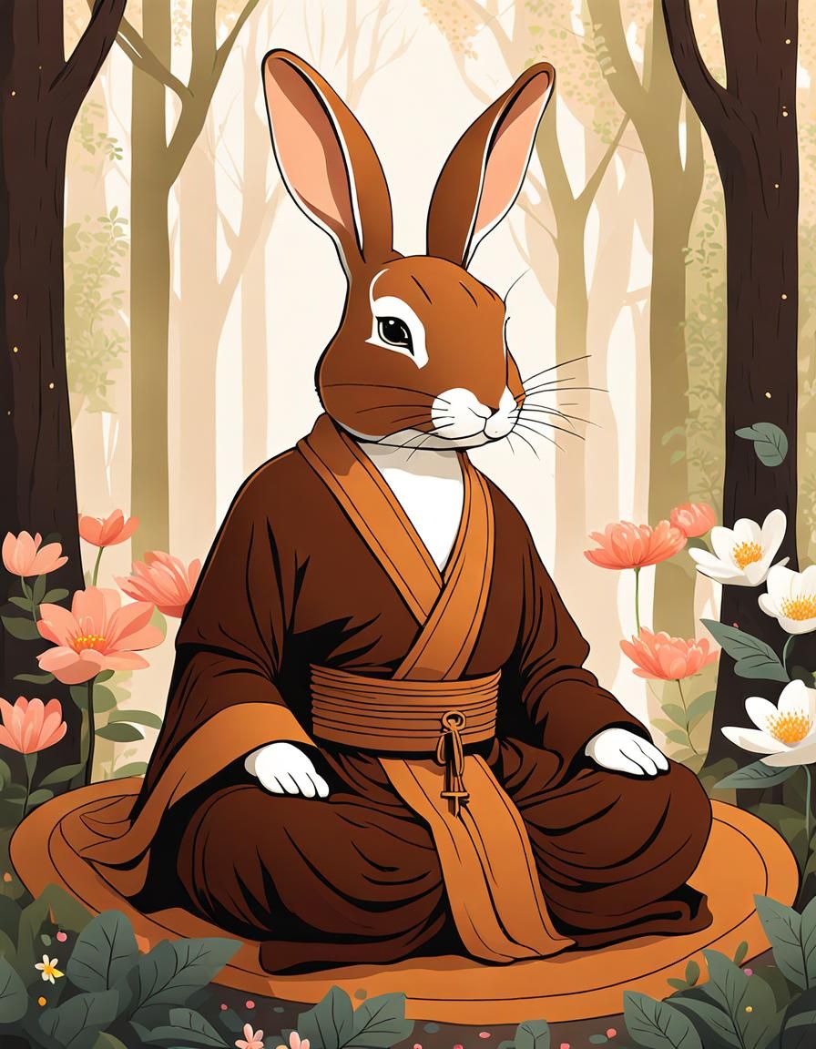 Monk rabbit meditating - AI Generated Artwork - NightCafe Creator