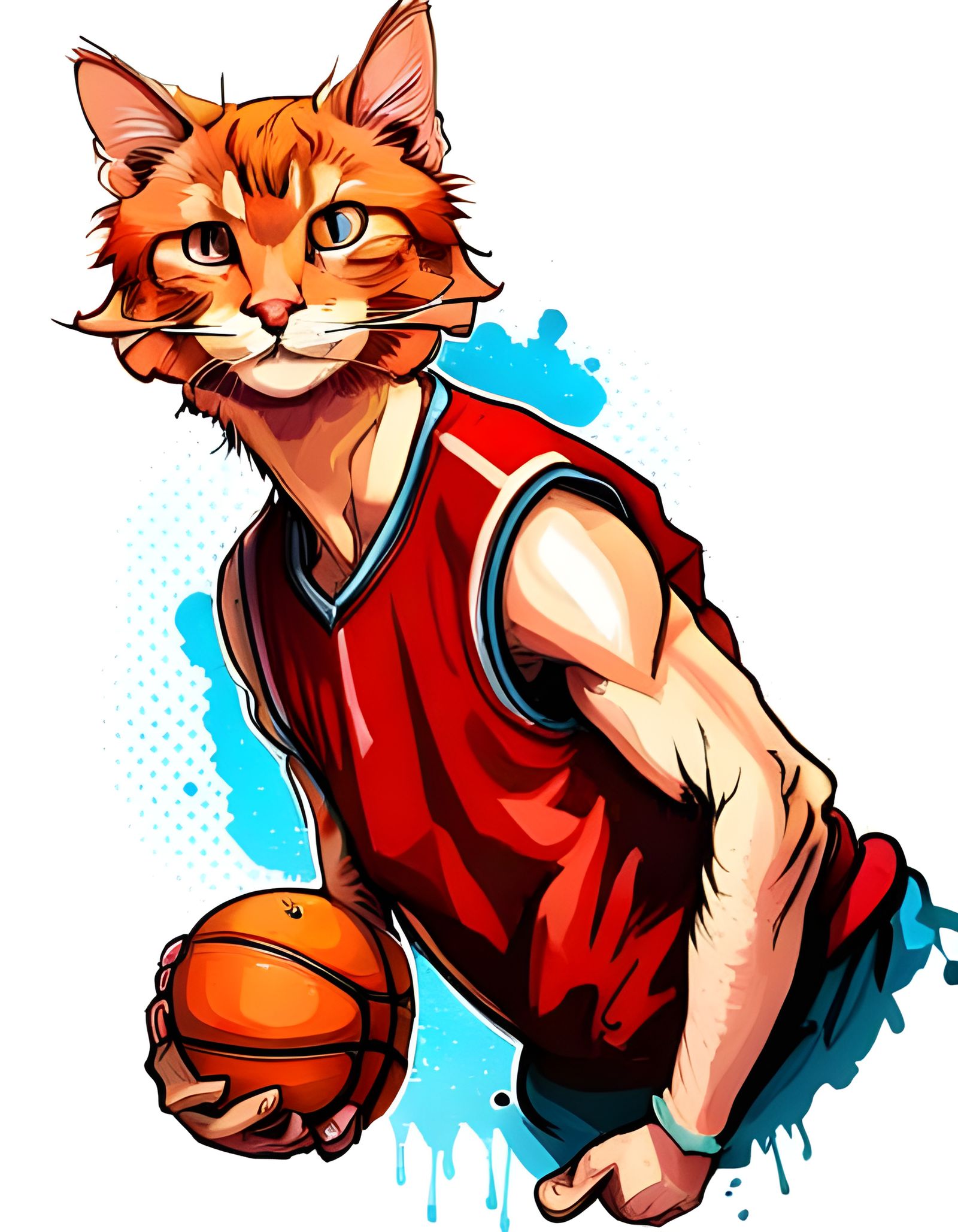 Anthropomorphic cat playing basketball - AI Generated Artwork ...