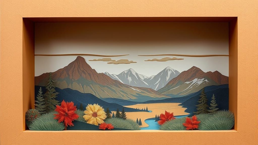 Traditional Pendleton Landscape in Papercraft Ligh... - AI Art