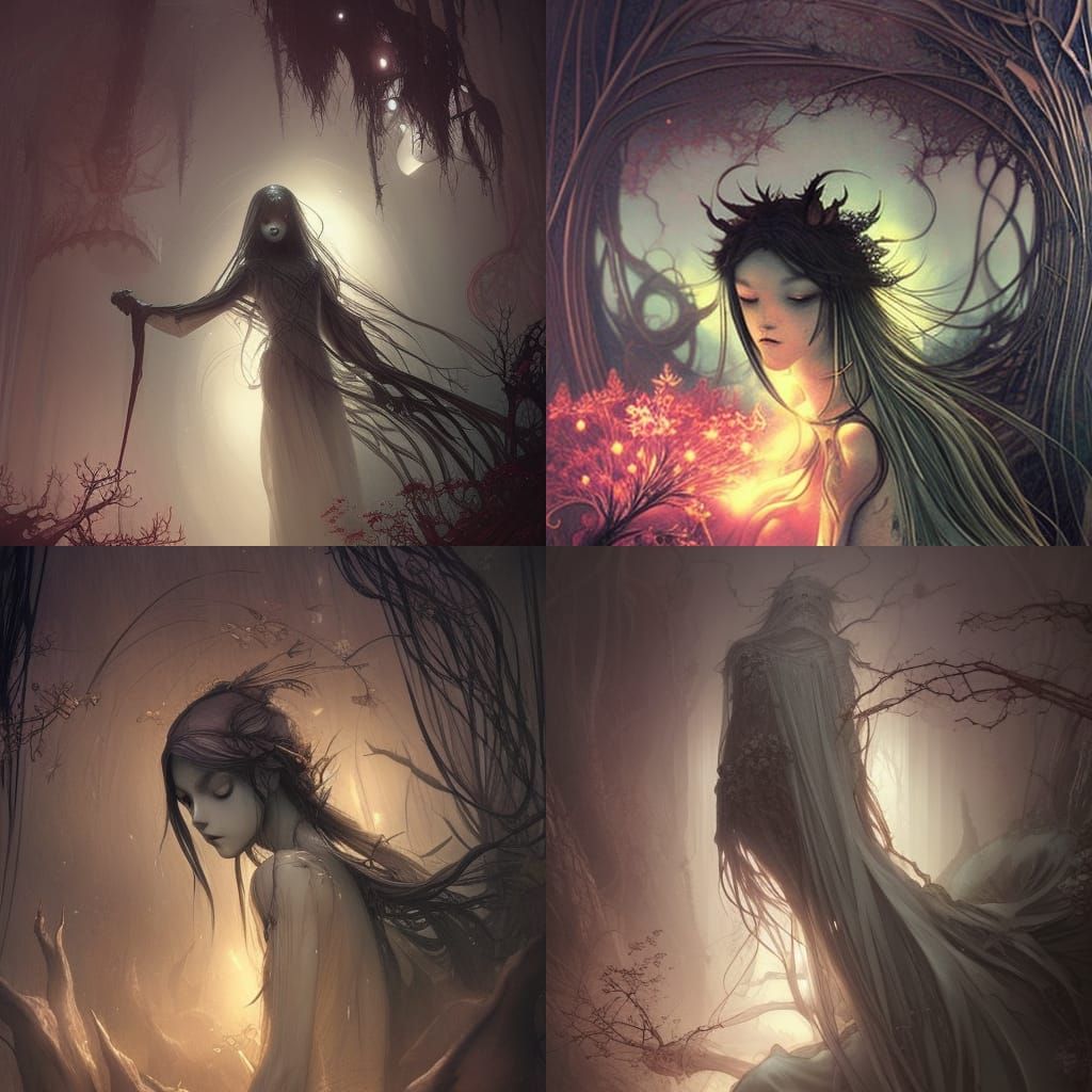 priestess-overtaken-by-vines-outside-of-village-shrine-overgrown-with ...