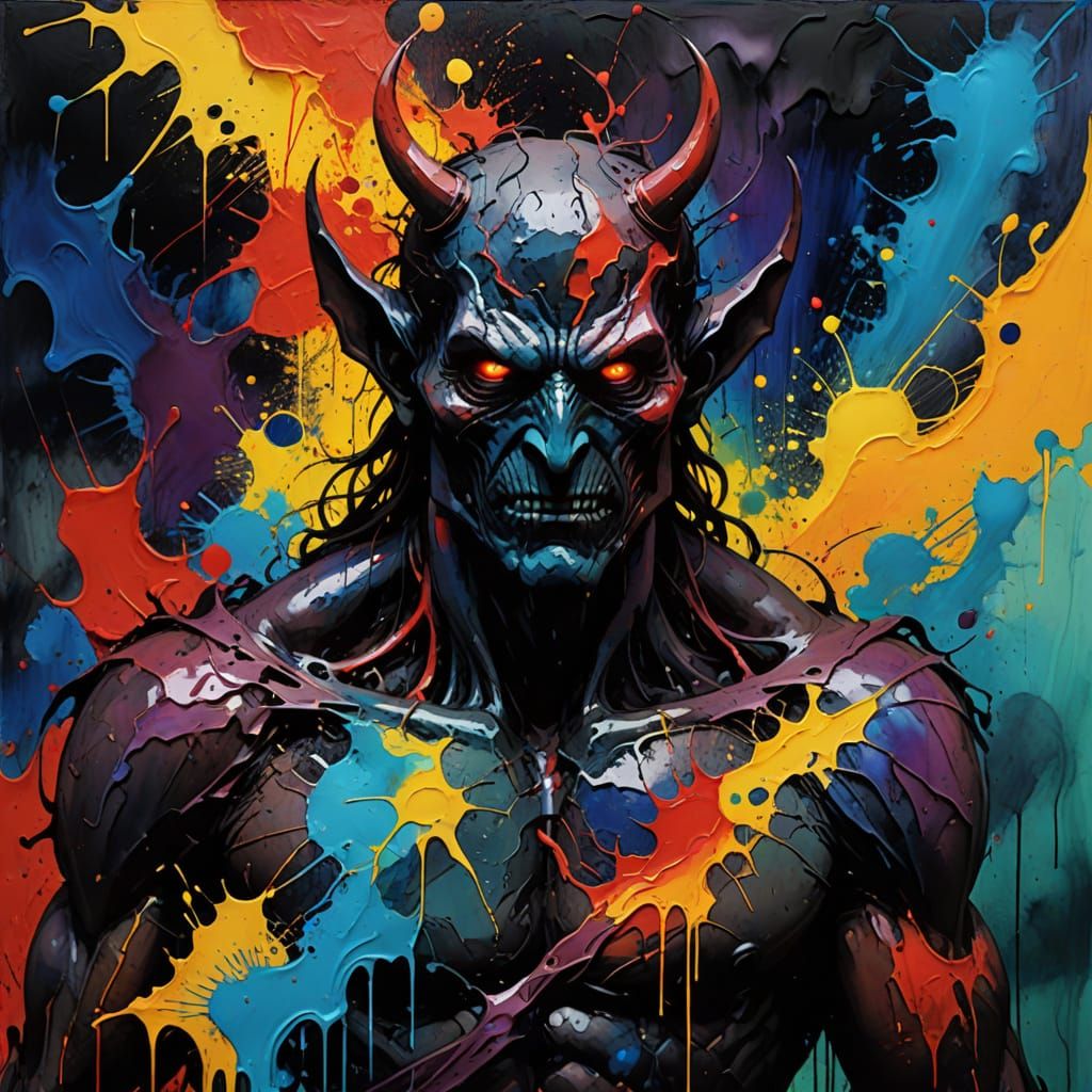 Abstract art of Demonic Dream, abstract painting, watercolor painting ...