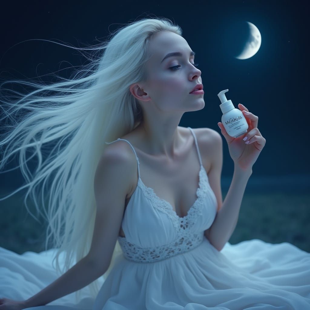 Ethereal Goddess Under Lunar Eclipse - AI Art