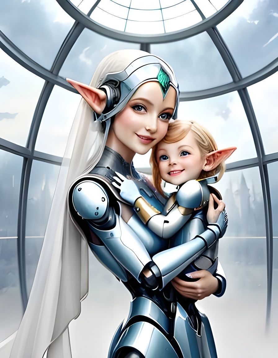 Robot Elven Family - AI Generated Artwork - NightCafe Creator