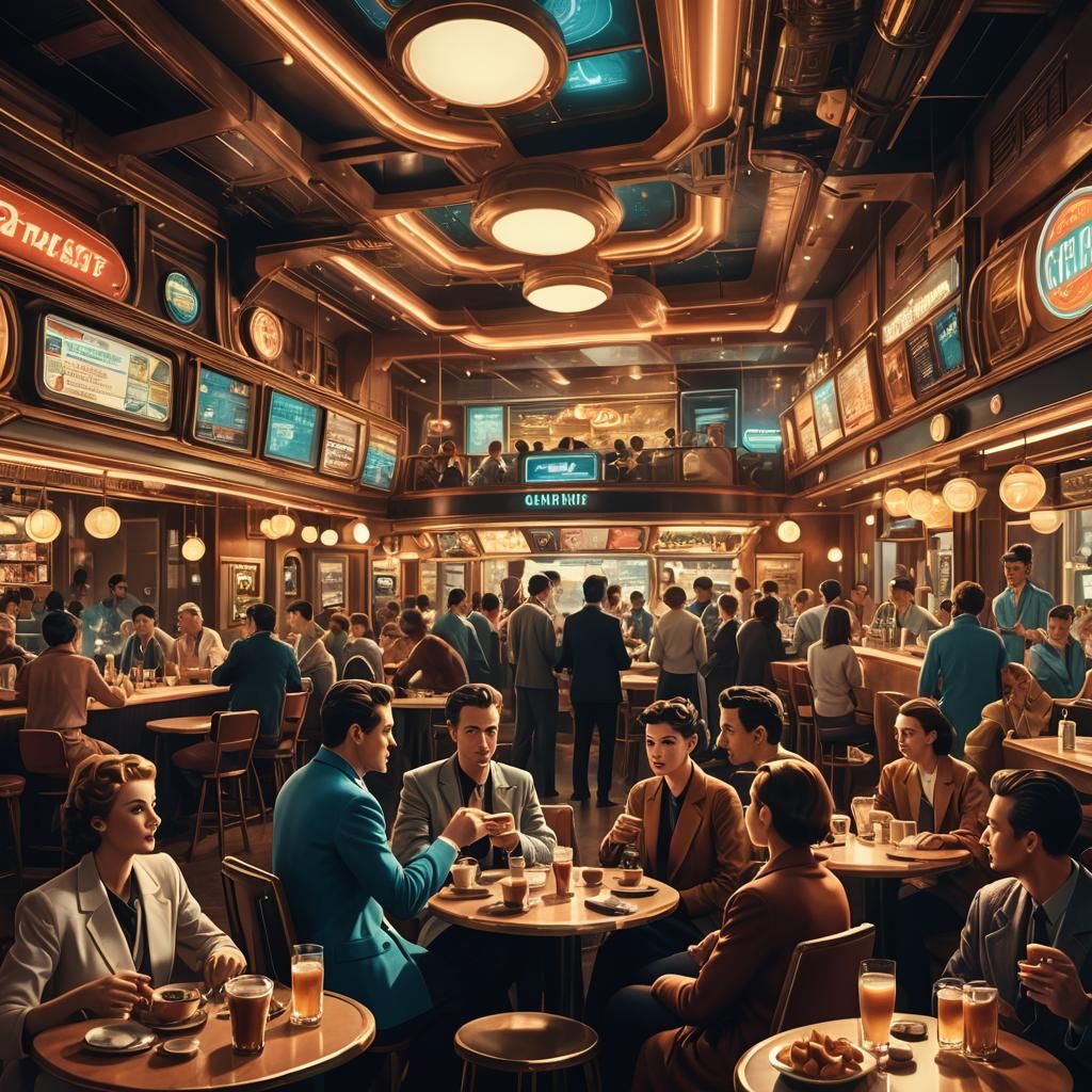 Retro Futuristic Café - AI Generated Artwork - NightCafe Creator