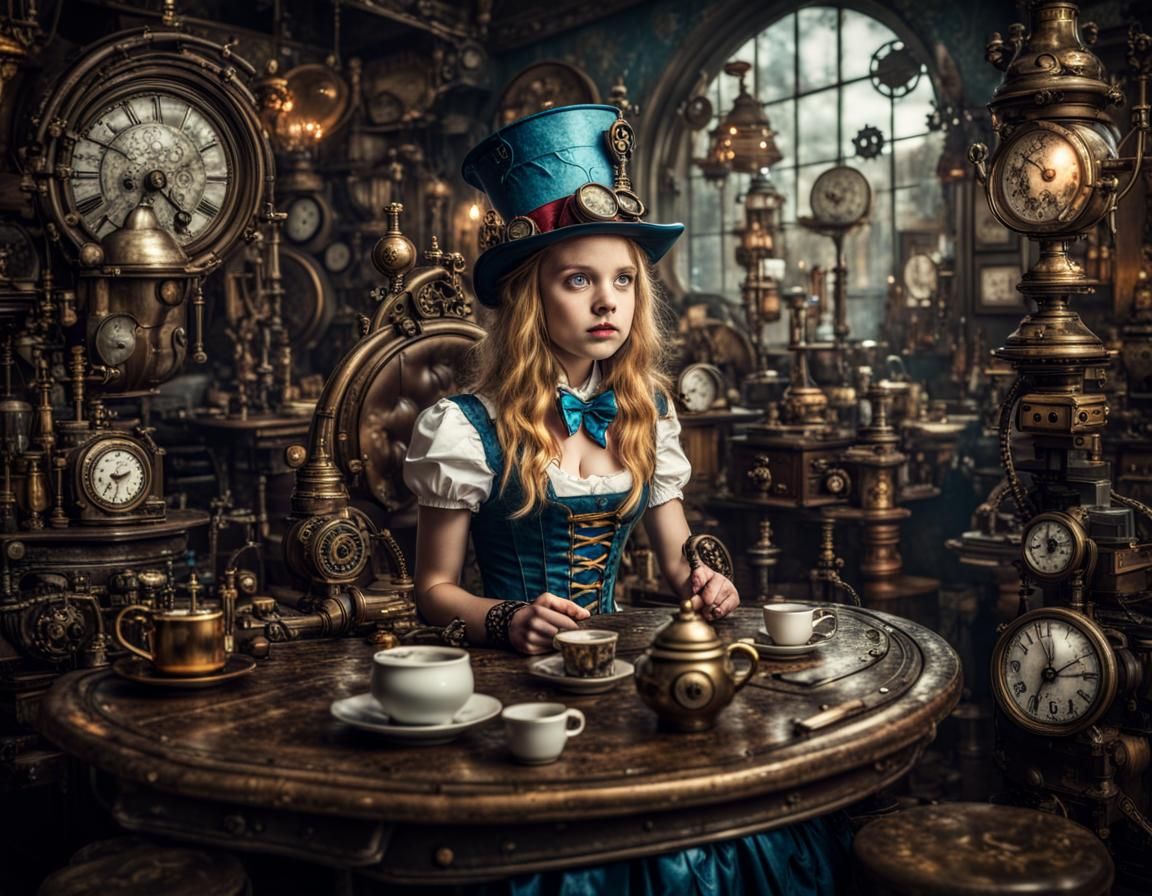 steampunk alice in wonderland - AI Generated Artwork - NightCafe Creator