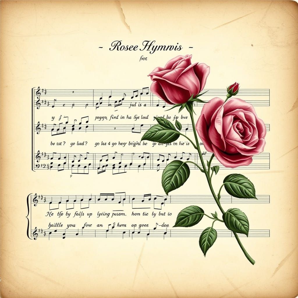 Vintage Notes & Roses - Vintage Musical Score with Roses