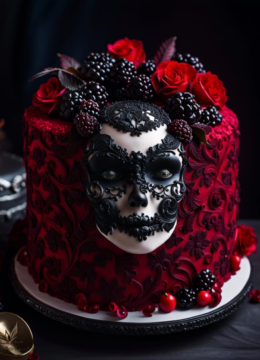 goth cake;dead Goth Queen in full frosting makeup lies in open casket ...