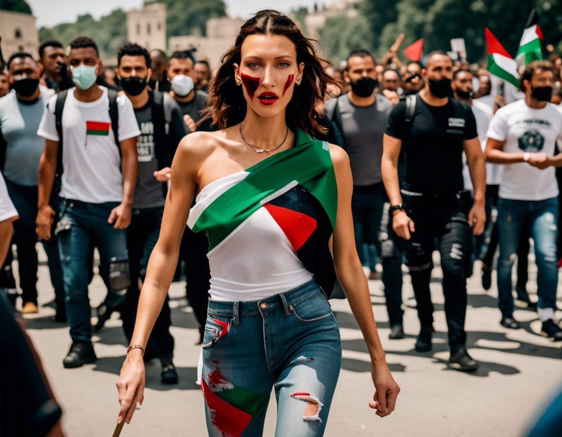 Bella Hadid free Palestine - AI Generated Artwork - NightCafe Creator