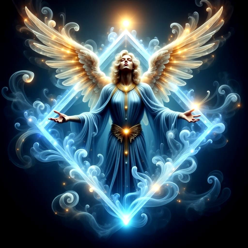 Ethereal Archangel Michael in Royal Blue Robes and... - AI Art