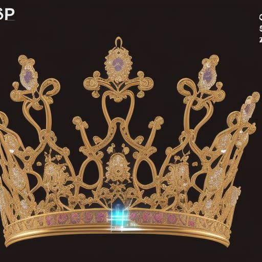 The shot of a legendary filigree intricate crown with three glowing ...